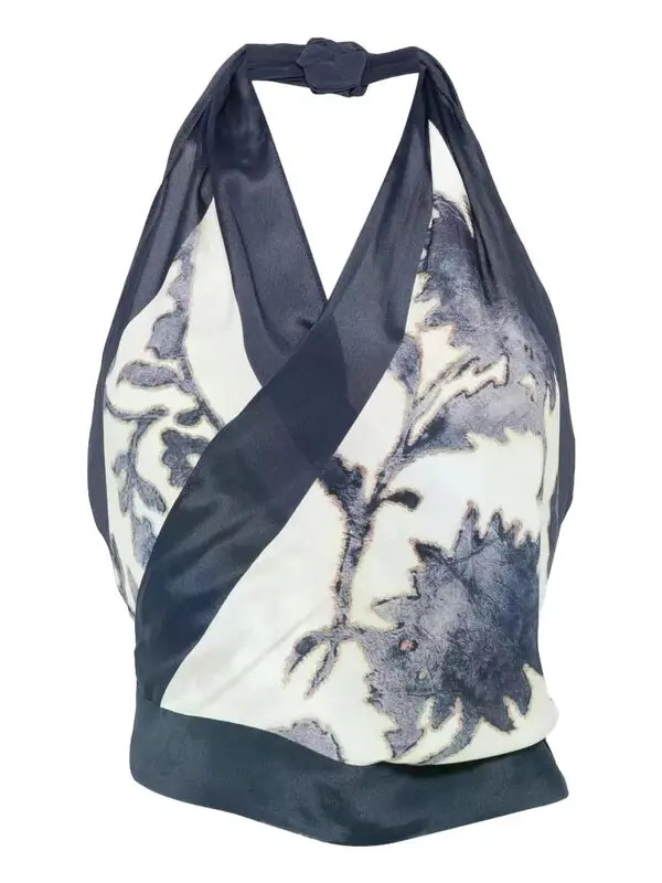 SIR. Phillipa Floral Print Halter Neck Top - Neutrals