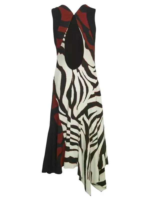 Roberto Cavalli Zebra Print Asymmetrical Dress - Black
