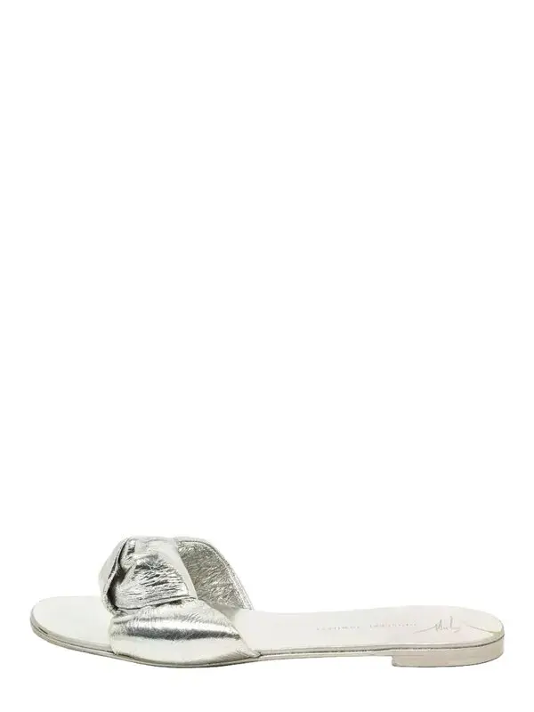 GIUSEPPE ZANOTTI Metallic Knot Detail Flat Sandals - Silver