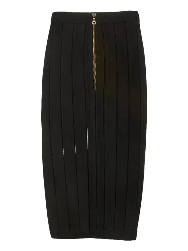 Balmain Sheer-panel Bodycon Midi Skirt - Black