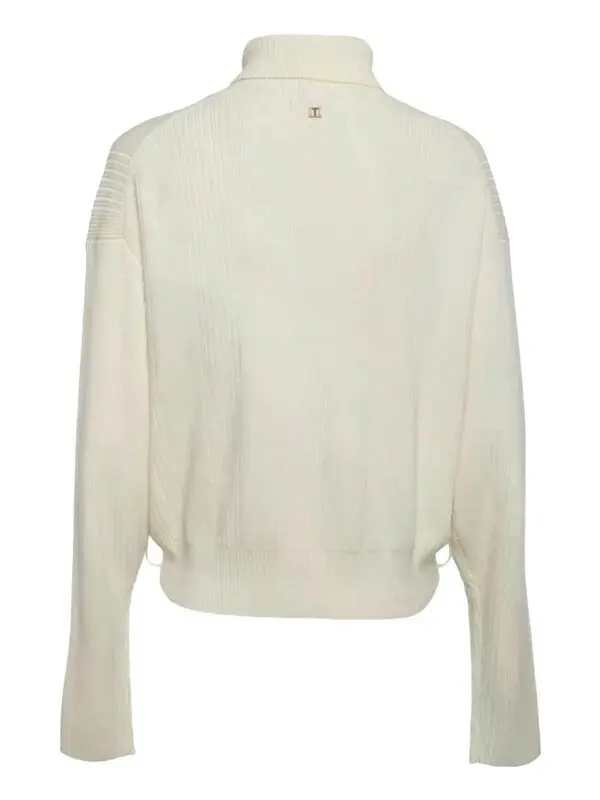 Chloé Ribbed Knit Roll Neck Long Sleeve Sweater - Neutrals