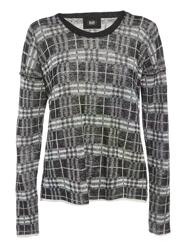 Dolce & Gabbana Plaid Knit Sweater - Black