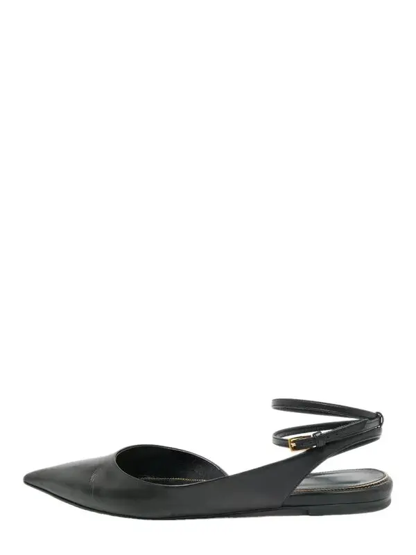 TOM FORD Leather Ankle Strap Flat Pumps - Black