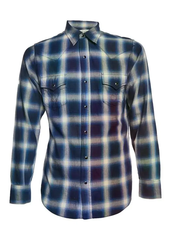 Saint Laurent Plaid-pattern Cotton Shirt - Blue