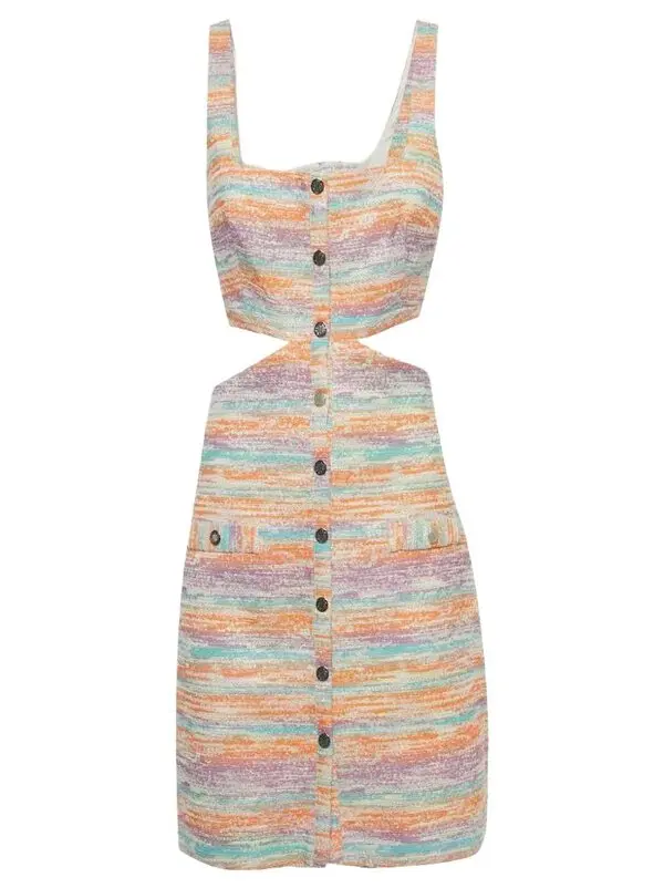 Maje Beige Tweed Cut-out Dress - Neutrals