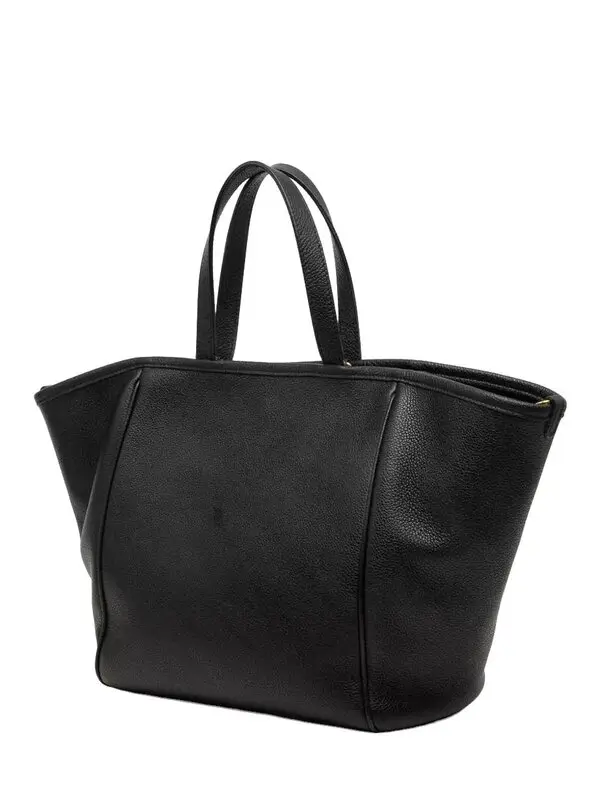 Celine Small Grained Calfskin Folded Cabas Tote Satchel - Black