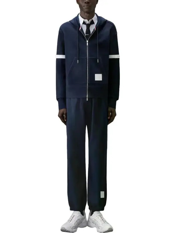 Thom Browne Loopback-jersey Armband Hoodie - Blue