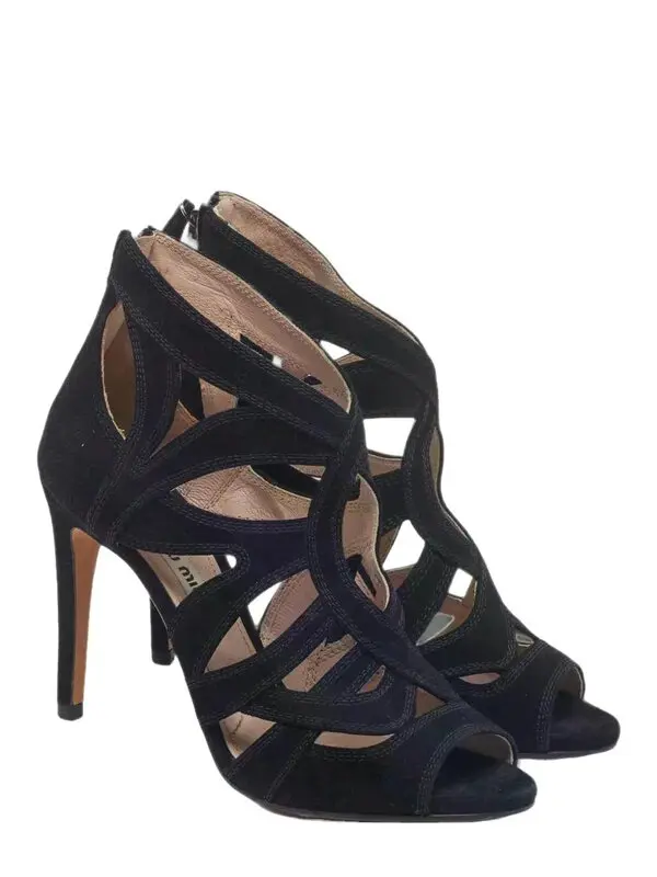 Miu Miu Caged Suede Ankle Boots - Black