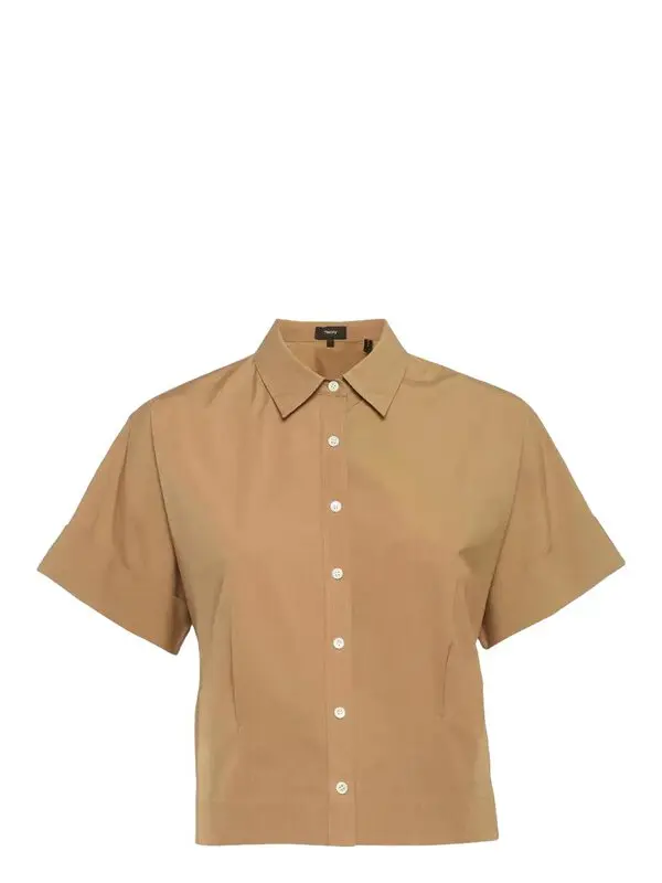 Theory Cropped Short-sleeve Shirt - Neutrals