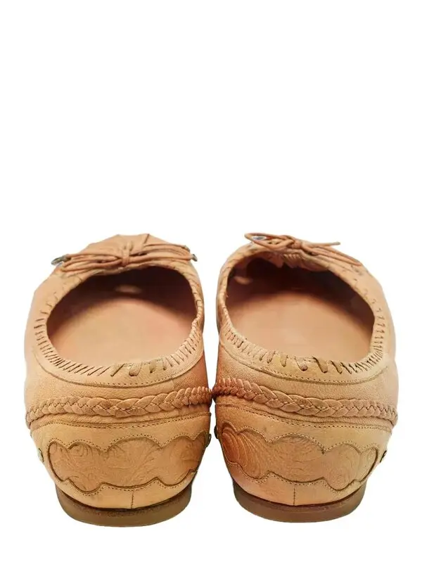 Dior Whipstitch Ballet Flats With Bow Detail - Neutrals