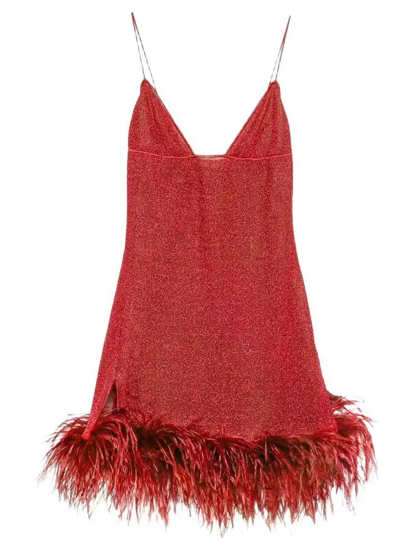Oseree Lumière Plumage Dress - Red