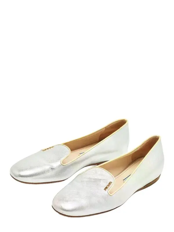 Prada Saffiano Leather Loafers - Silver