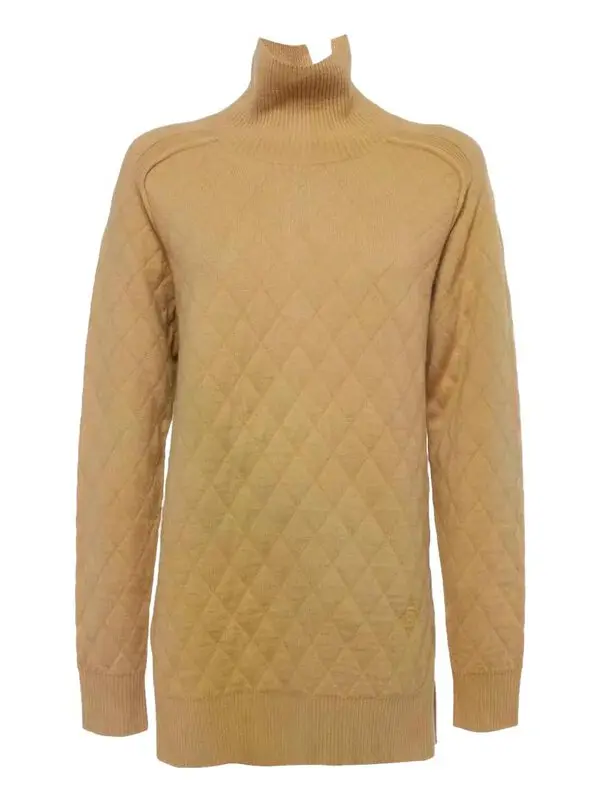 Burberry Quilted Knit Turtleneck Sweater - Neutrals