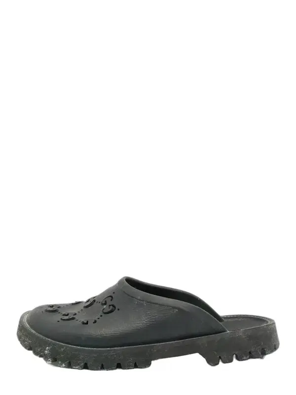Gucci Logo Cut-out Flat Mules - Black