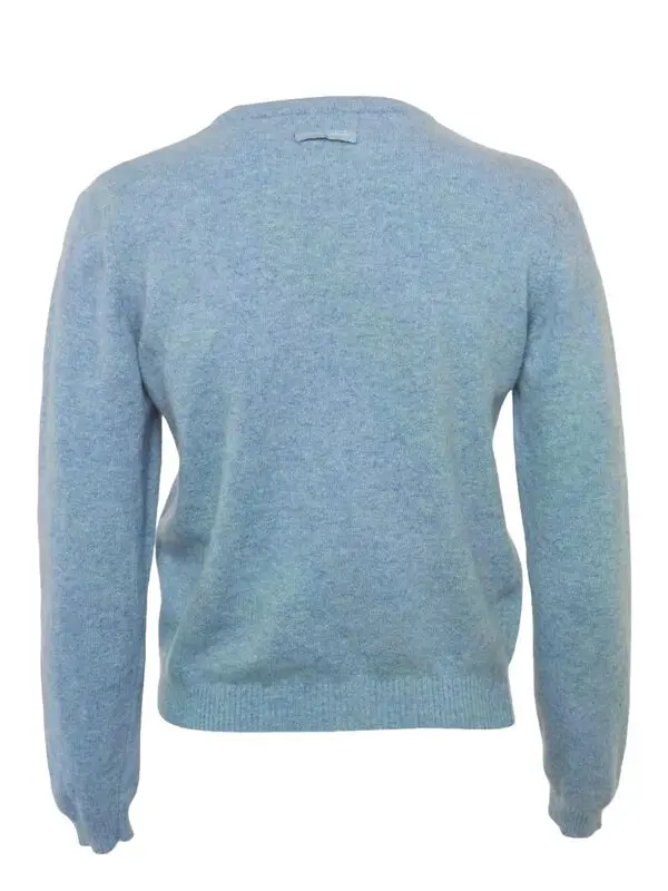 Burberry Logo Embroidered Crew Neck Sweater - Blue