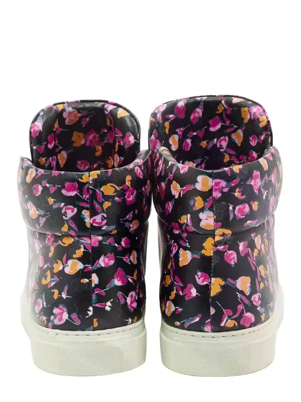 Versace Floral-print Leather Sneakers - Black