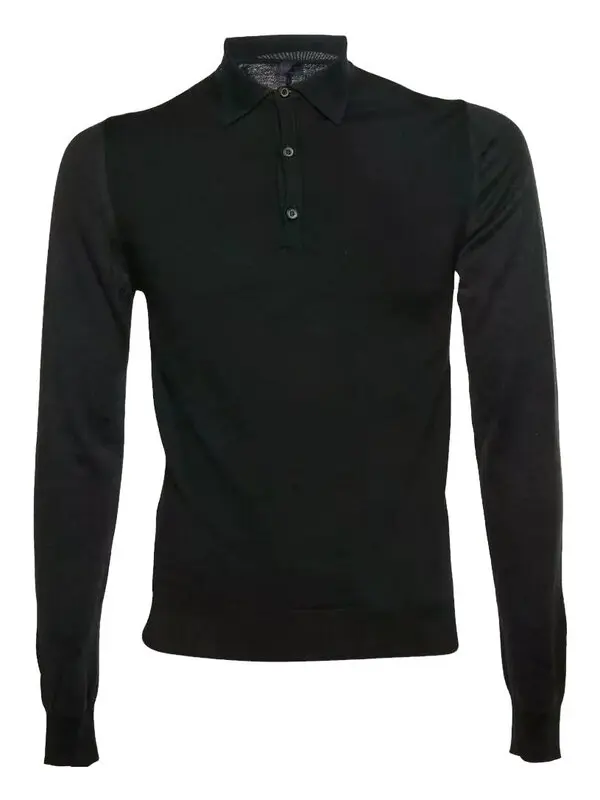 LANVIN Long-sleeve Polo Shirt - Black