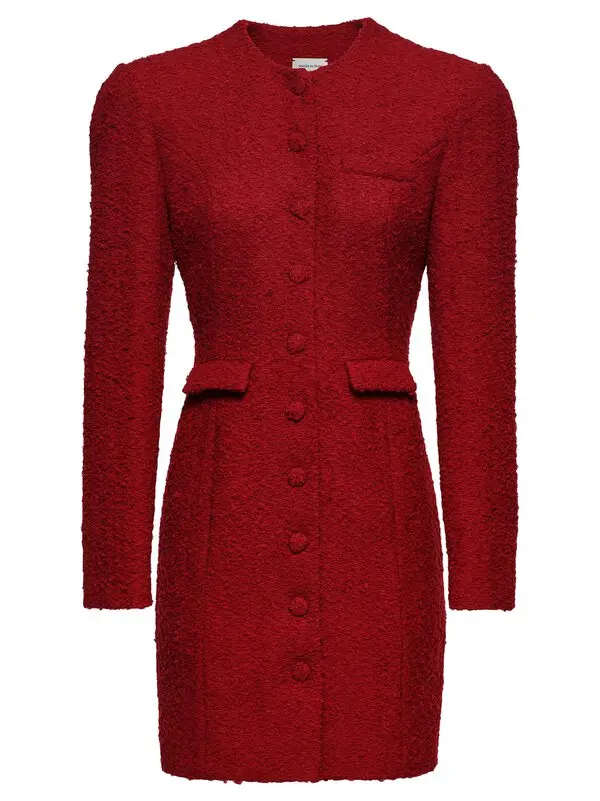 Magda Butrym Bouclé Wool-blend Structured Mini Dress - Red