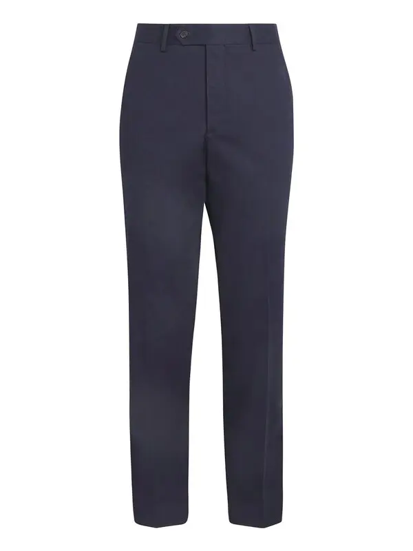 Ralph Lauren Purple Label Wool Gabardine Straight Leg Trousers - Navy