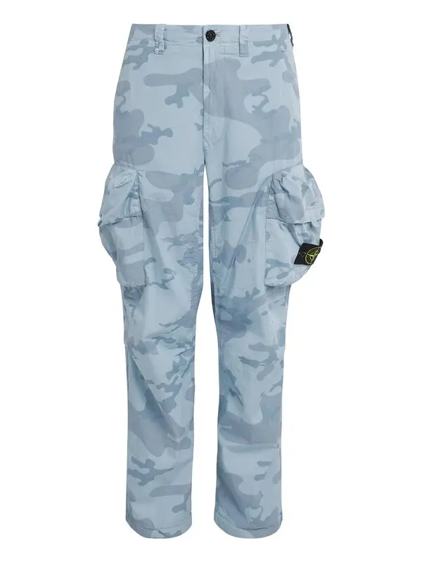 Stone Island Camouflage Cargo Trousers - Blue