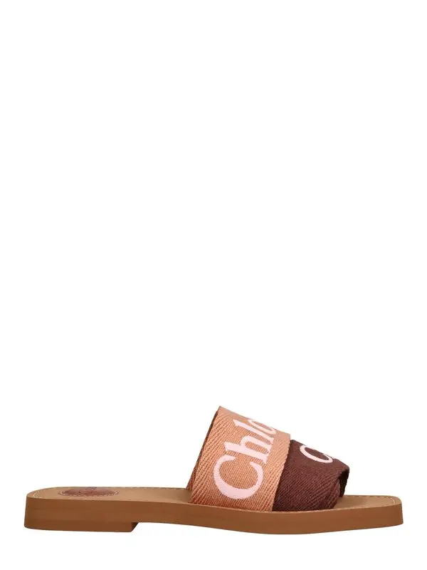 Chloé Canvas Jacquard Woody Flat Sandals - Pink