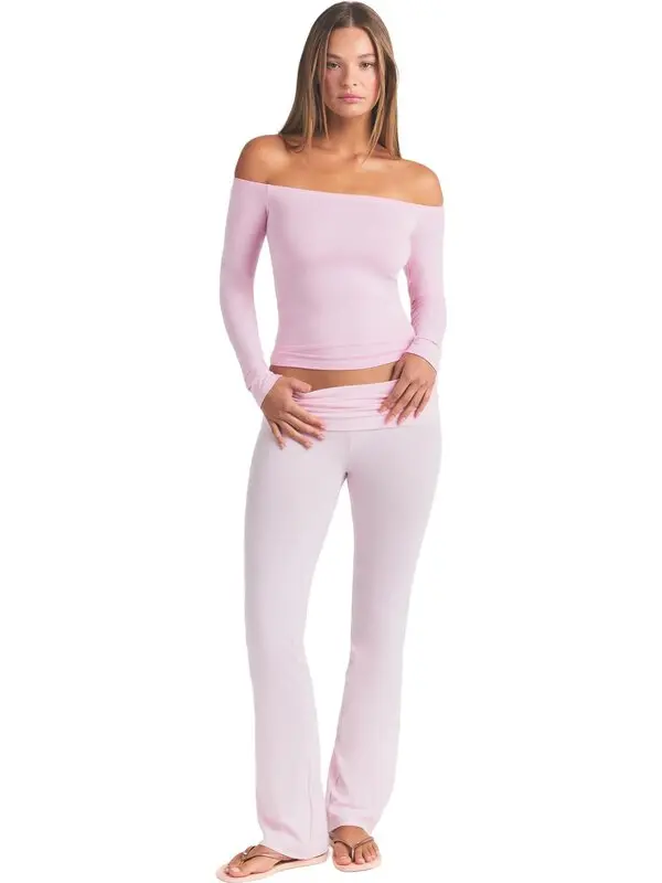 SKIMS Off-the-shoulder Long Sleeve Top - Peony