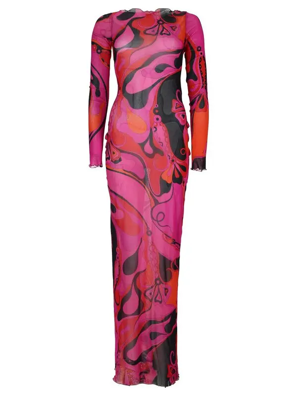 Emilio Pucci Orchid Tulle Maxi Dress - Fuchsia