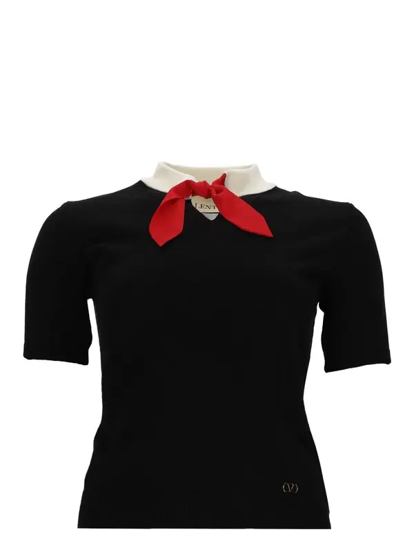 Valentino Garavani Wool Knit Top With Bow Detail - Black