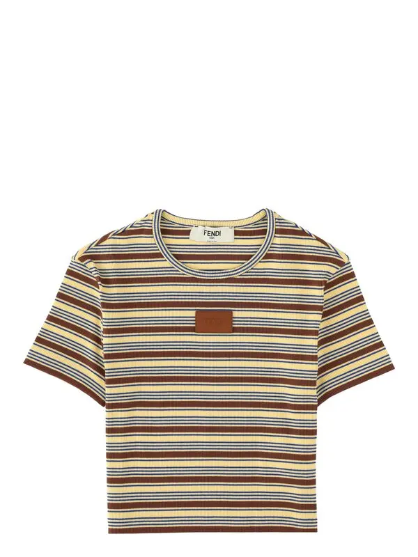 Fendi Striped Cotton Knit Top - Multicolour