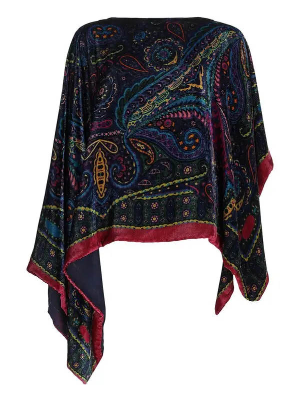 Etro Asymmetrical Paisley Print Poncho - Multicolour
