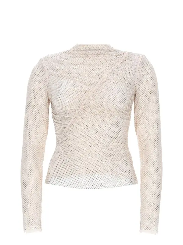 SELF-PORTRAIT Embellished Long Sleeve Top - Ivory