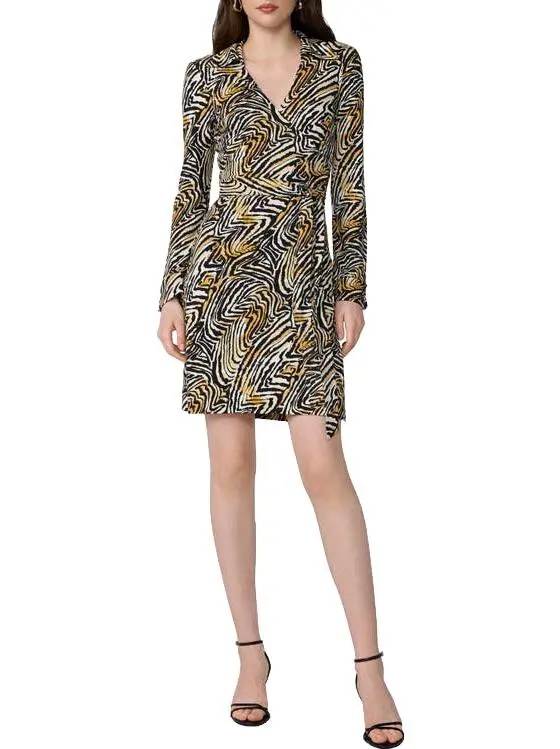 Diane Von Furstenberg Jeanne Abstract Zebra Print Silk Wrap Dress - Zebra Mini Wheat