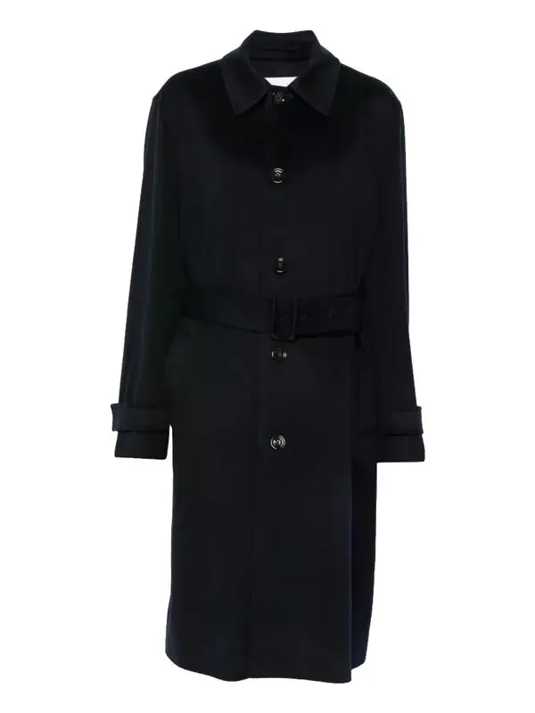 LARDINI Belted Button-up Coat - Blue