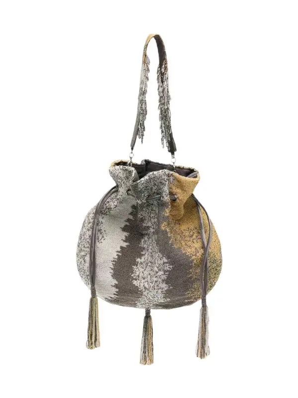 SLO_HAND_MADE Hand-embellished Bucket Bag - Grey