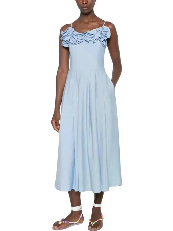 Stine Goya Light Ruffled Spaghetti-strap Dress - Blue