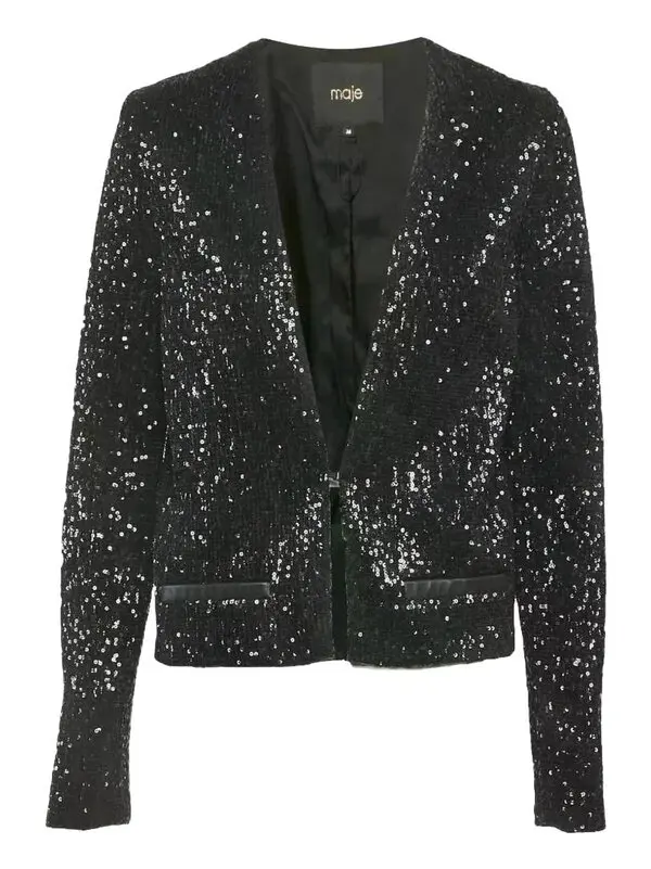 Maje Sequin Cropped Jacket - Black