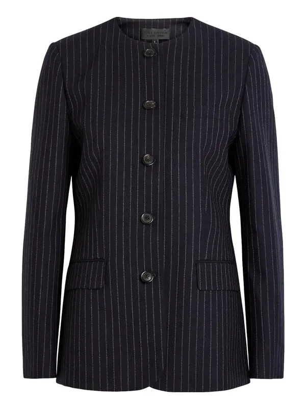 NILI LOTAN Gertrude Pinstriped Wool Jacket - Navy