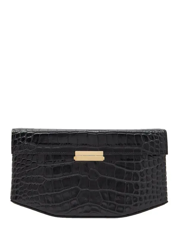 TOTEME Crocodile-embossed Leather Shoulder Bag With Push-lock Fastening - Black