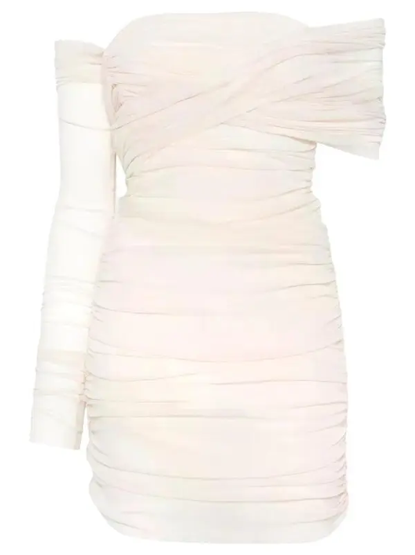 Philosophy Di Lorenzo Serafini Mini Off-shoulder Ruched Dress - Neutrals