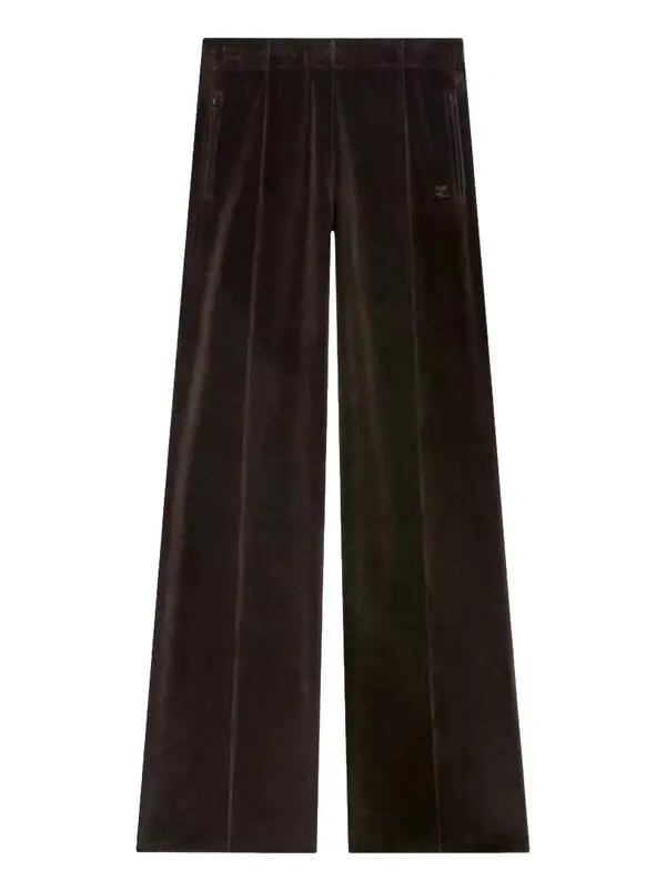 COURREGES Pintucked Velvet Track Pants - Red