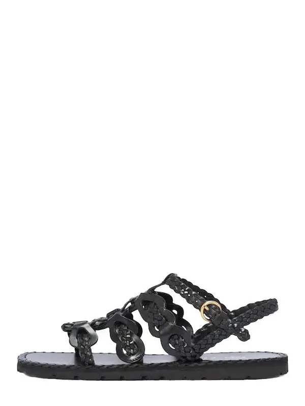 Prada Braided Leather Sandals - Black