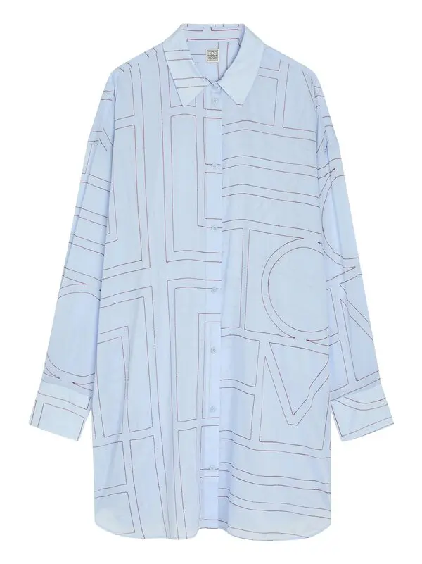 TOTEME Logo Monogrammed Cotton-blend Shirt - Light Blue
