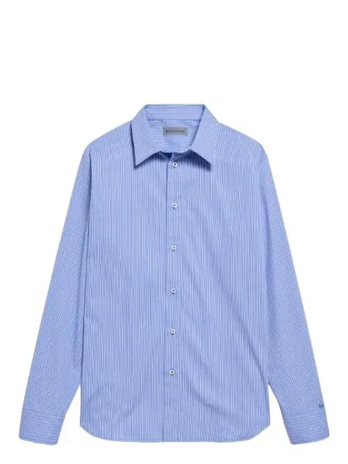 Balenciaga Striped Concealed-placket Shirt - Blue/navy