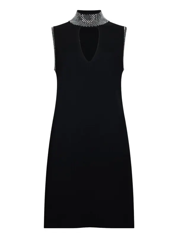 Liu Jo Sleeveless High-neck Dress With Rhinestone Appliqué And Cut-out Detail - Black