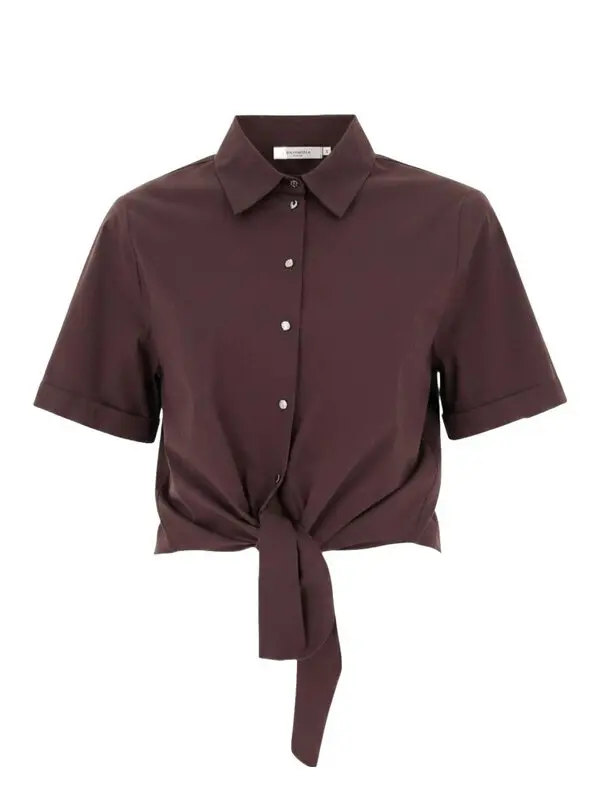 Liu Jo Short Sleeve Shirt With Front Tie Detail - Red
