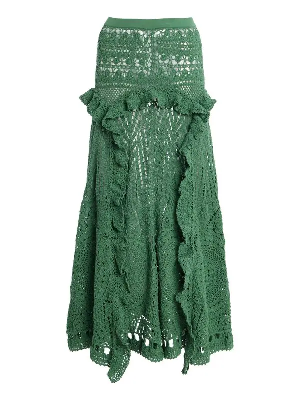 Ulla Johnson Floretta Crochet Maxi Skirt - Green