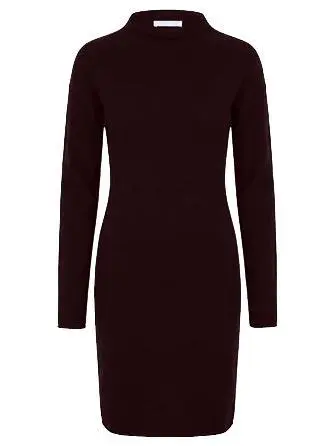 Helmut Lang Merino Wool Blend Turtleneck Mini Dress - Red