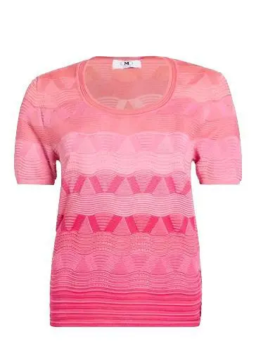 Missoni Short Sleeve Multicolor Knit Sweater - Red
