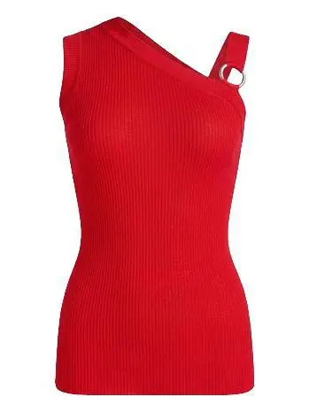 Moschino Ribbed-knit Sleeveless Top With Embellishment - Red
