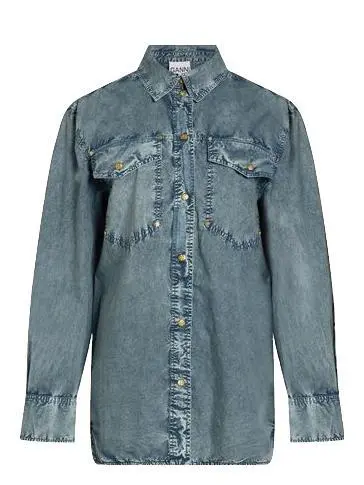 GANNI Organic Cotton Denim Shirt - Blue